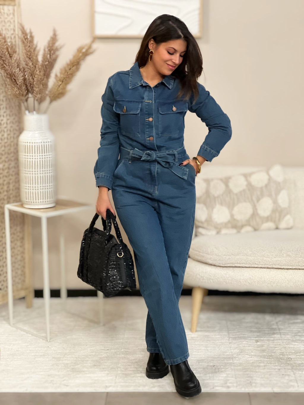 Combi pantalon en jeans ERICA - BLEU – BOUTIQUE MDA